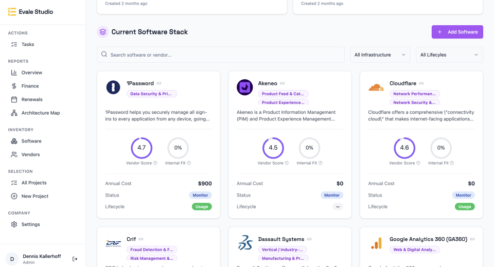 Evale - Software decisions, backed by data.